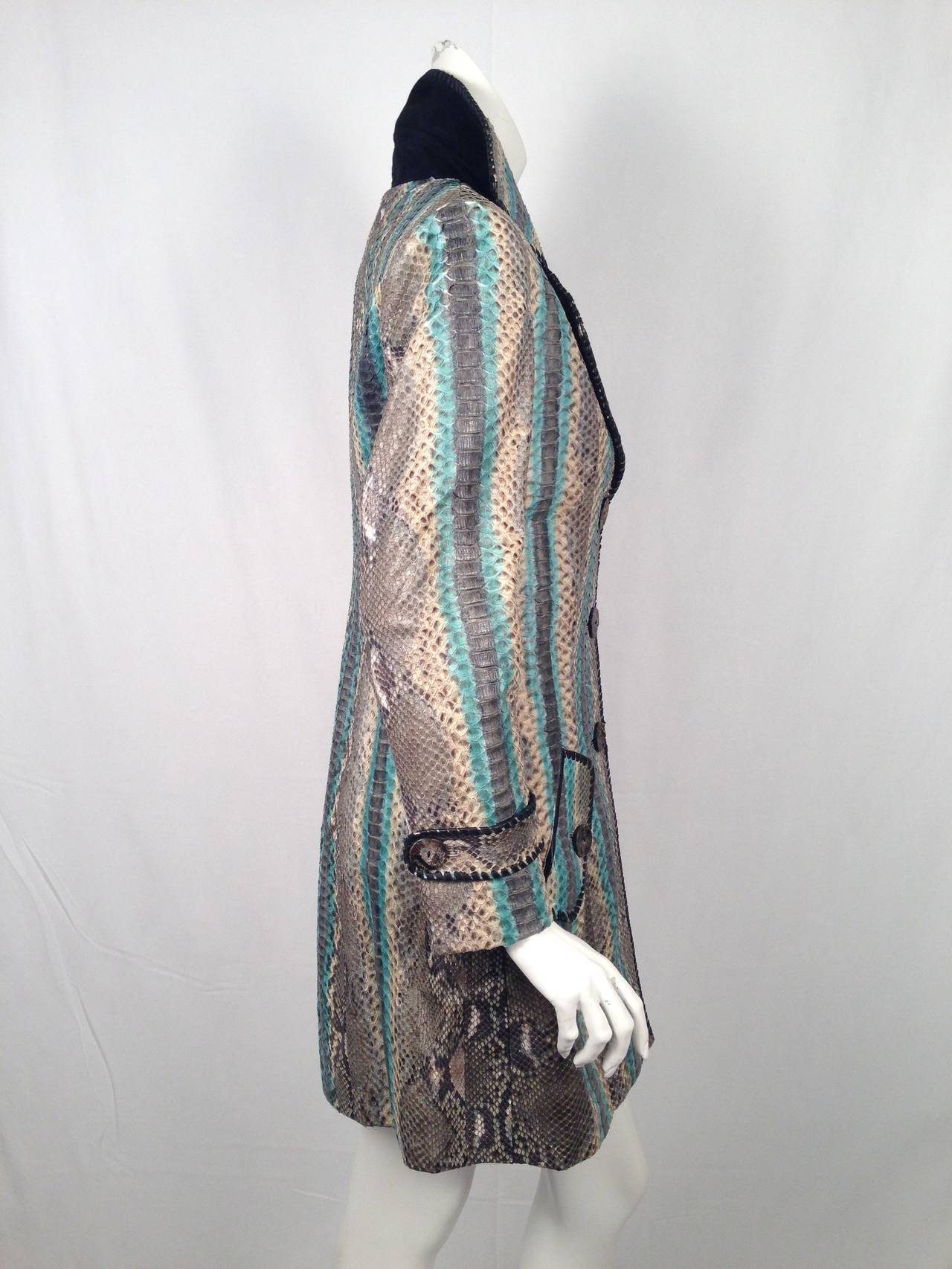 Glen Arthur Python Coat With Silk Lining and Suede Detail For Sale at ...