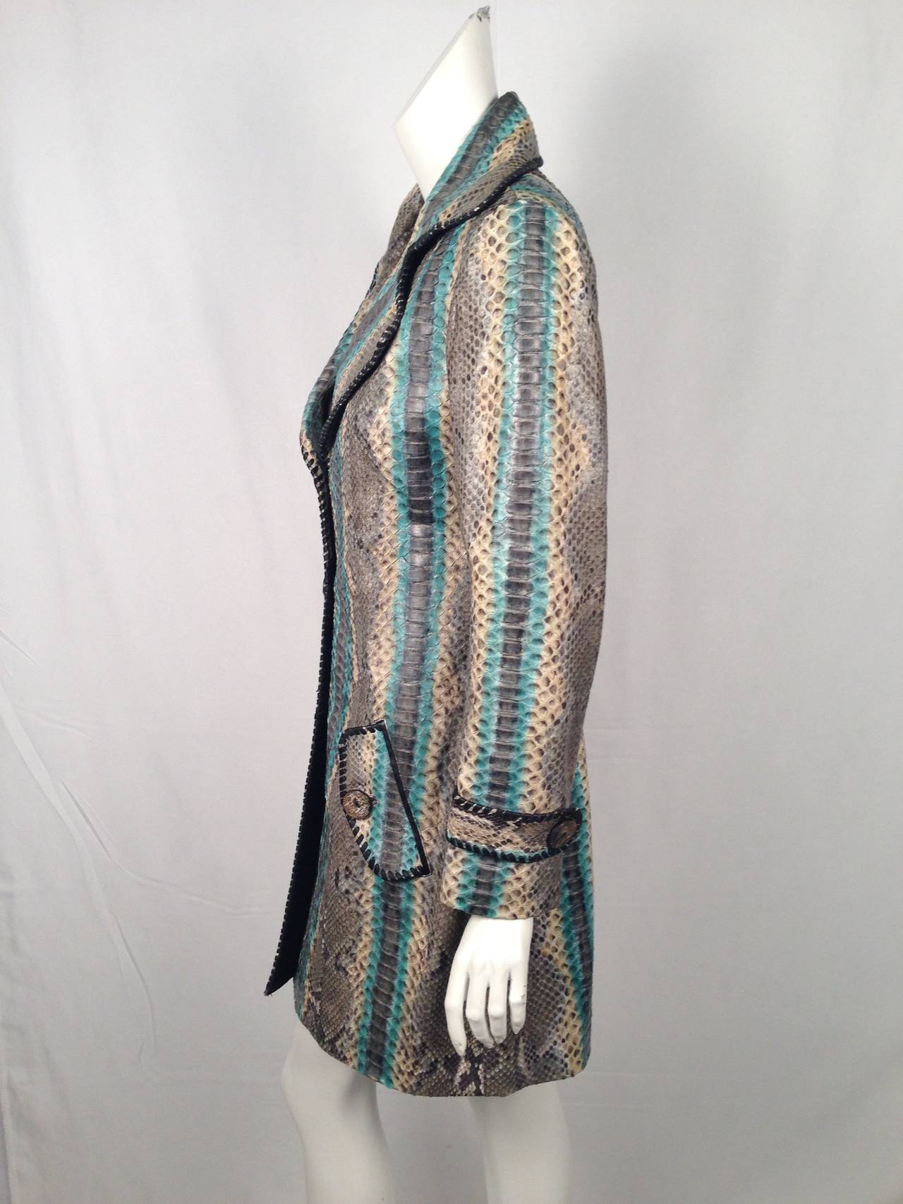 Glen Arthur Python Coat With Silk Lining and Suede Detail For Sale at ...