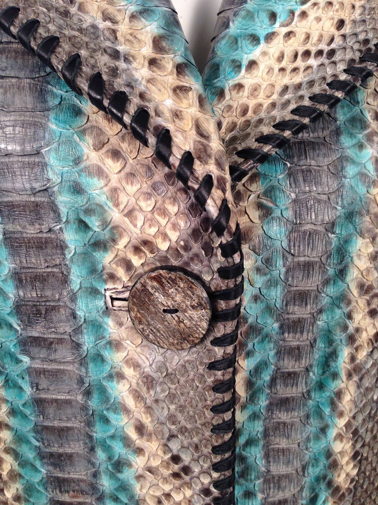 Glen Arthur Python Coat With Silk Lining and Suede Detail For Sale at ...