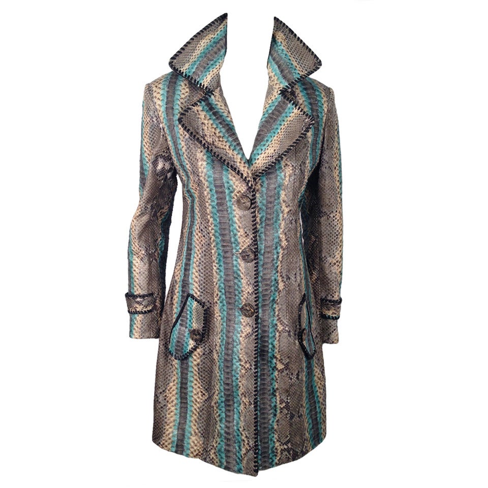 Glen Arthur Python Coat With Silk Lining and Suede Detail For Sale at ...