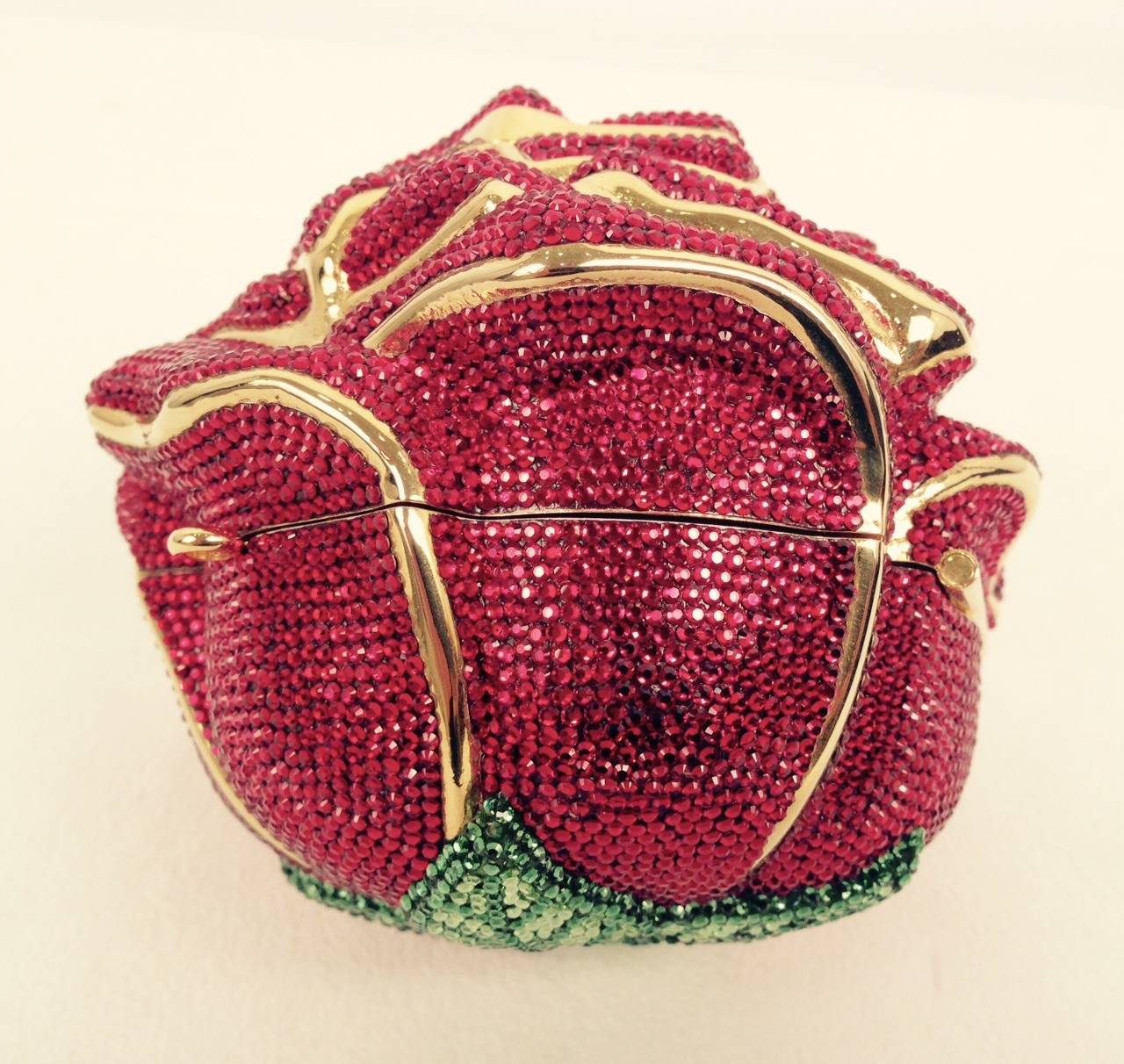 Judith Leiber Swarovski Crystal Ruby Red Rose Minaudiere For Sale at ...