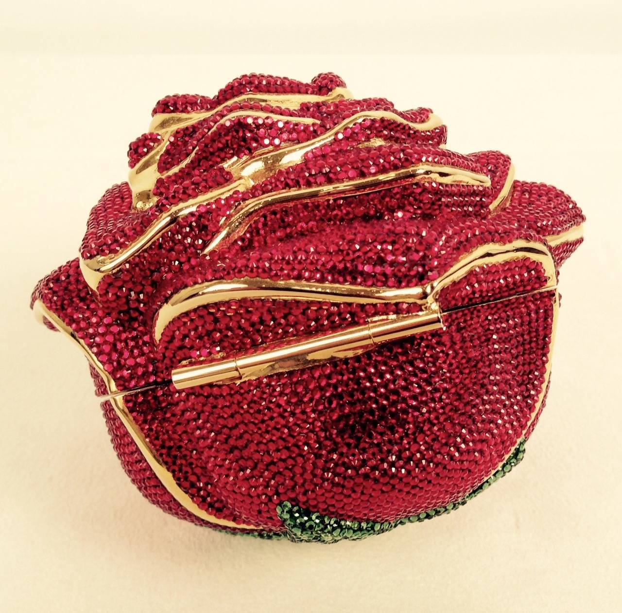 Judith Leiber Swarovski Crystal Ruby Red Rose Minaudiere For Sale at ...