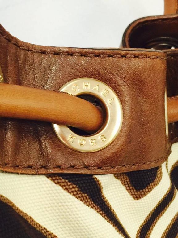 MICHAEL Michael Kors Zebra Print Canvas Hobo With Toffee Leather Trim ...