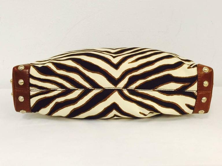 MICHAEL Michael Kors Zebra Print Canvas Hobo With Toffee Leather Trim ...