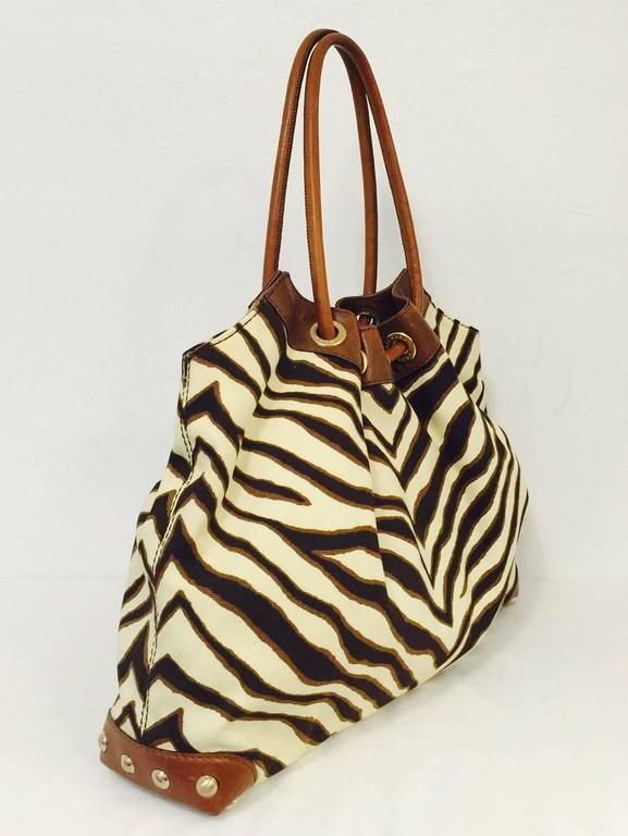 MICHAEL Michael Kors Zebra Print Canvas Hobo With Toffee Leather Trim ...