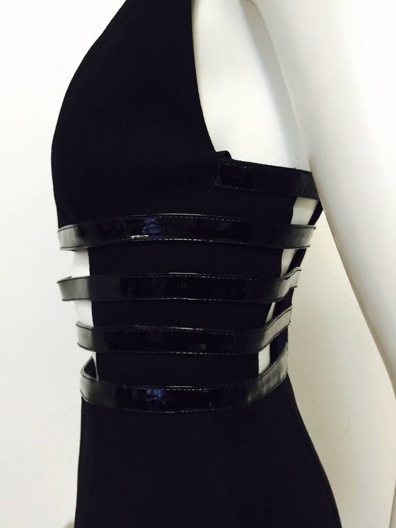 Michael Kors Black Wool Blend Sleeveless Mini Dress W Patent Caged ...