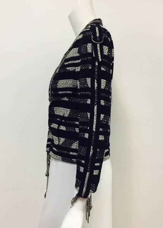 Chanel 2008 Spring Cotton Blend Geometric Print Jacket w. Silver Tone ...
