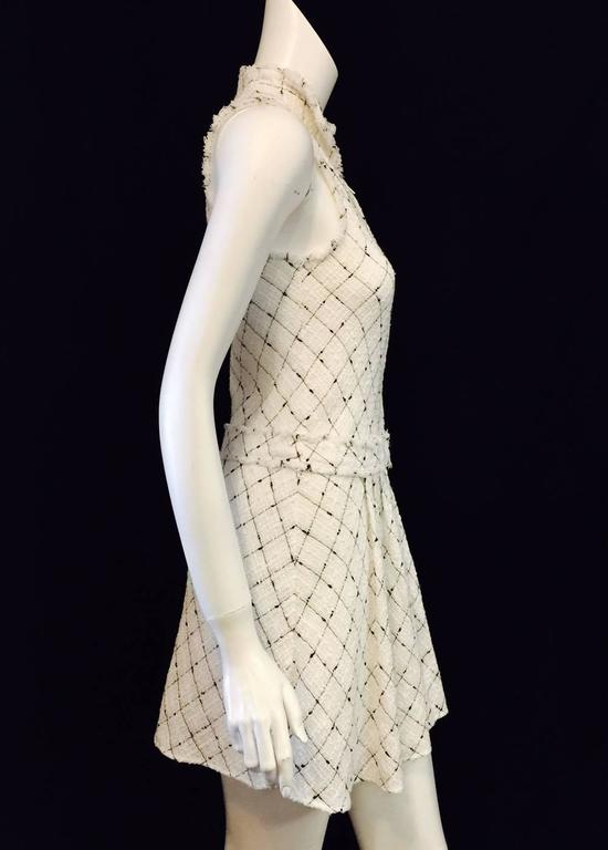 Chanel Spring White Cotton Tweed Sleeveless Dress W Black Diamond ...