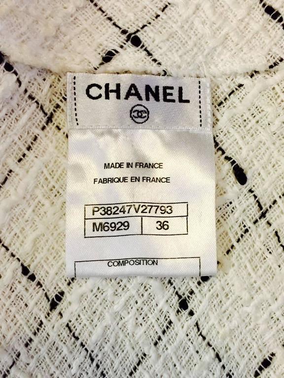 Chanel Spring White Cotton Tweed Sleeveless Dress W Black Diamond ...