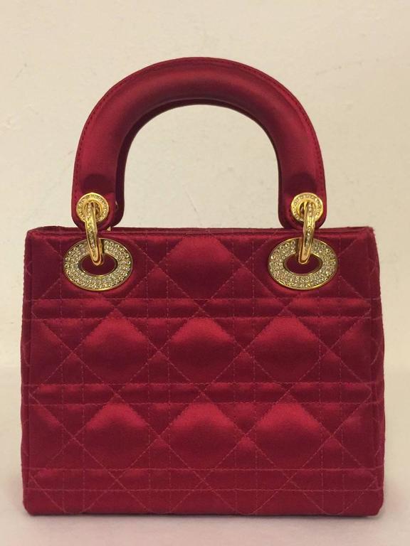 Iconic Mini Lady Dior Ravishing Red Silk Satin Evening Bag With ...