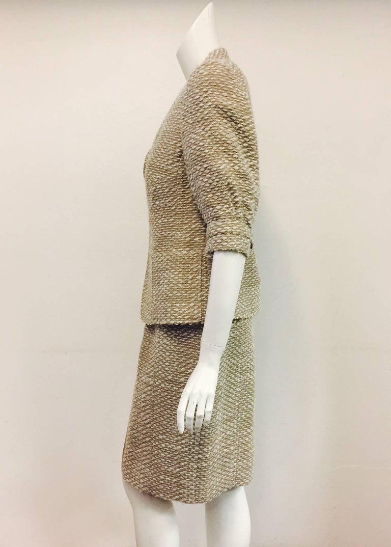 Alluring Akris Punto Dress and Jacket Ensemble in Taupe and Ivory ...
