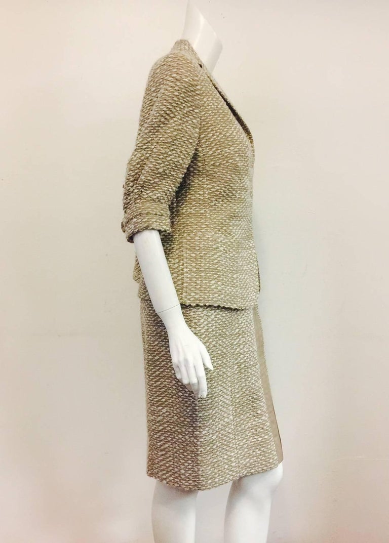 Alluring Akris Punto Dress and Jacket Ensemble in Taupe and Ivory ...