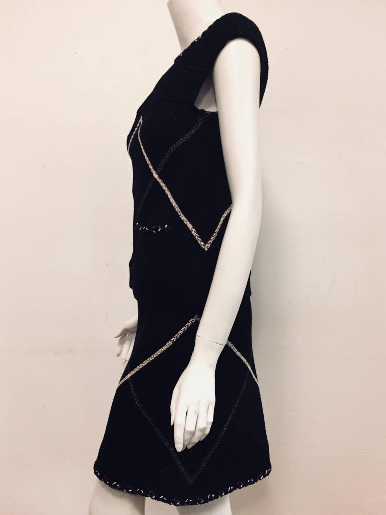 Charming Chanel Two Piece Black Tweed Dress With Pink and White Trim at ...