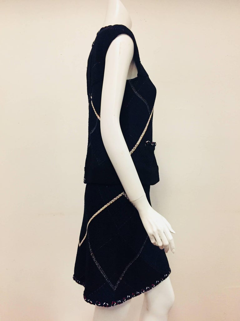 Charming Chanel Two Piece Black Tweed Dress With Pink and White Trim at ...