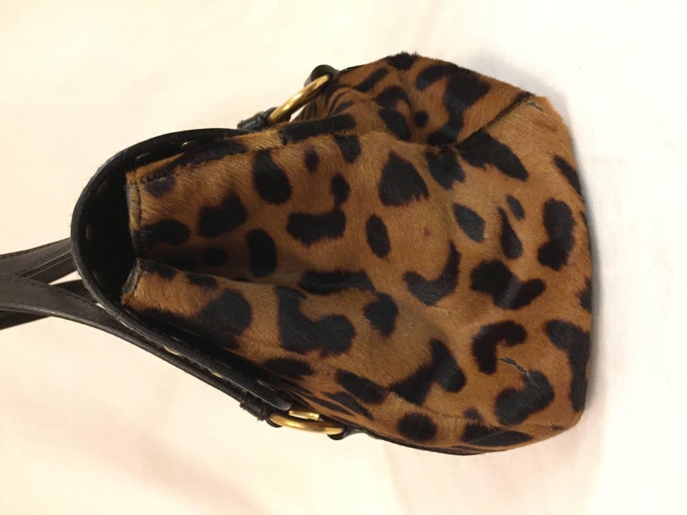 Yves Saint Laurent Leopard Print Pony Hair Leather Tote with Two ...