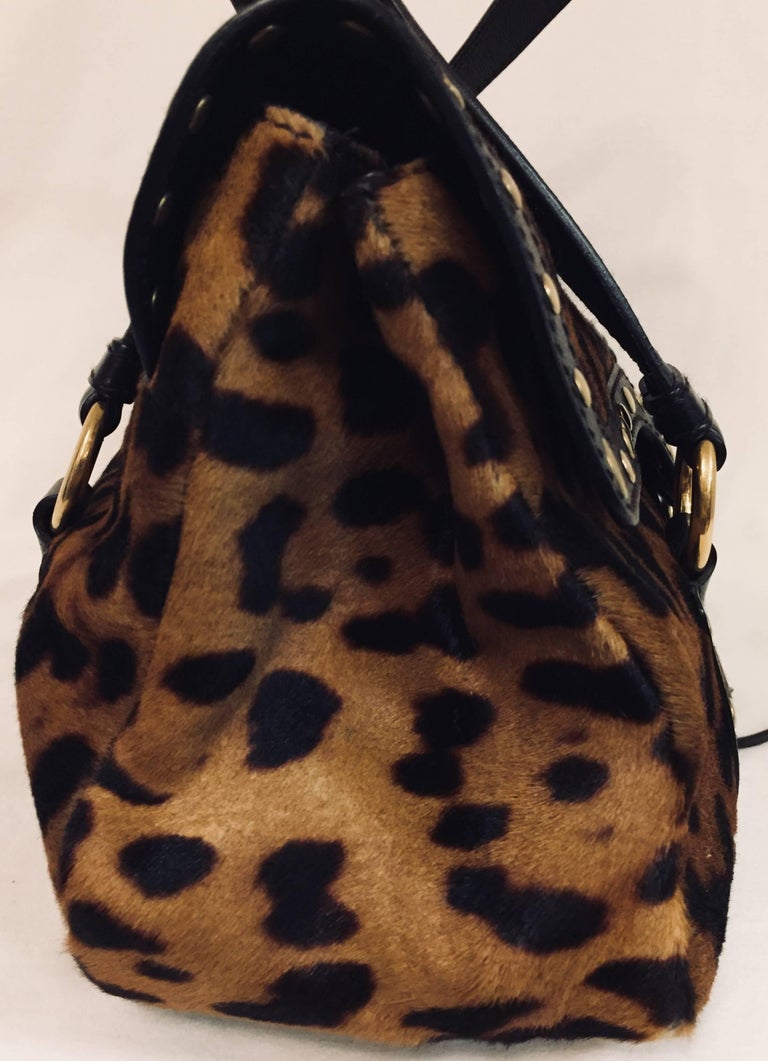 Yves Saint Laurent Leopard Print Pony Hair Leather Tote with Two ...