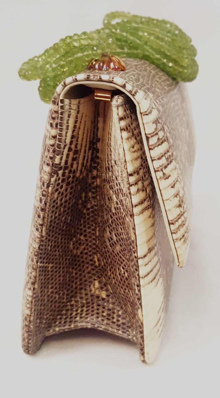 Darby Scott Lizard Evening Bag With Peridot Strands For Sale at 1stDibs