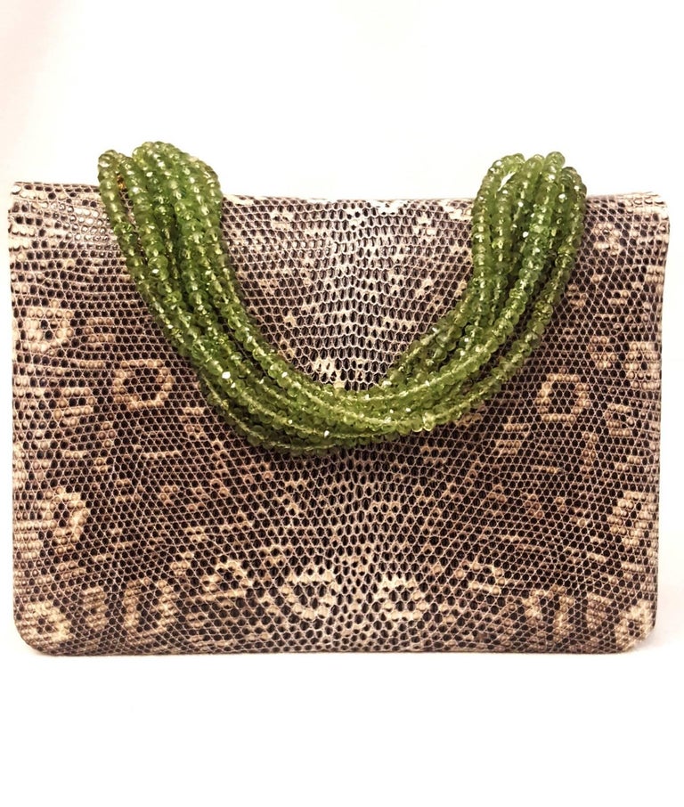 Darby Scott Lizard Evening Bag With Peridot Strands For Sale at 1stDibs