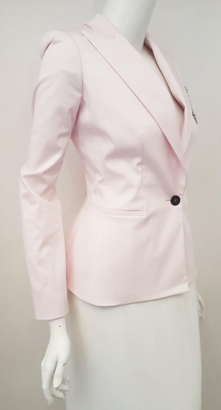 Christian Dior Soft Pink Cotton Jacket W/ Embroidered Emblem Decoration ...