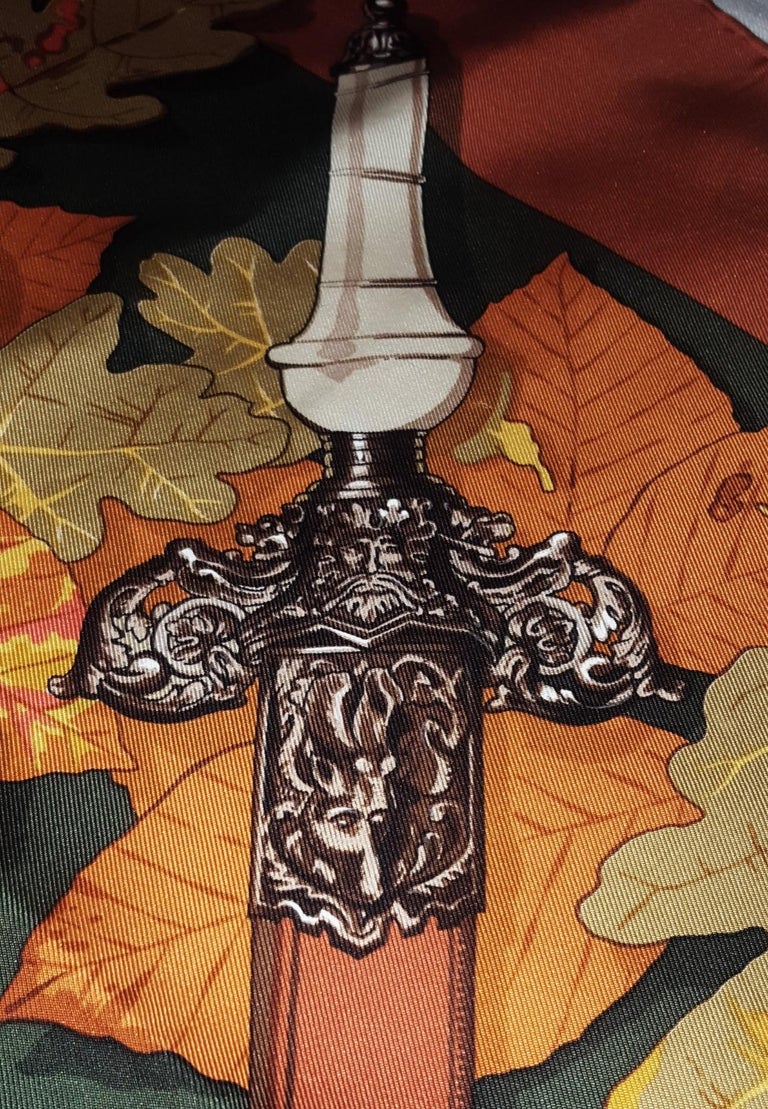 Hermes Au Plus Dru Copper Fall Tone Silk Scarf by Dimitri Rybaltchenko ...