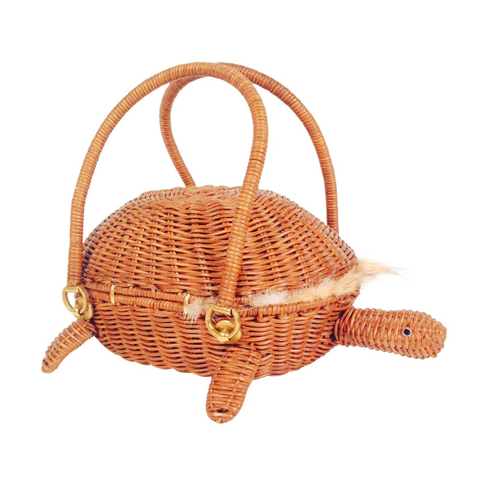 Salvatore Ferragamo Coyote Lined Wicker Turtle at 1stDibs