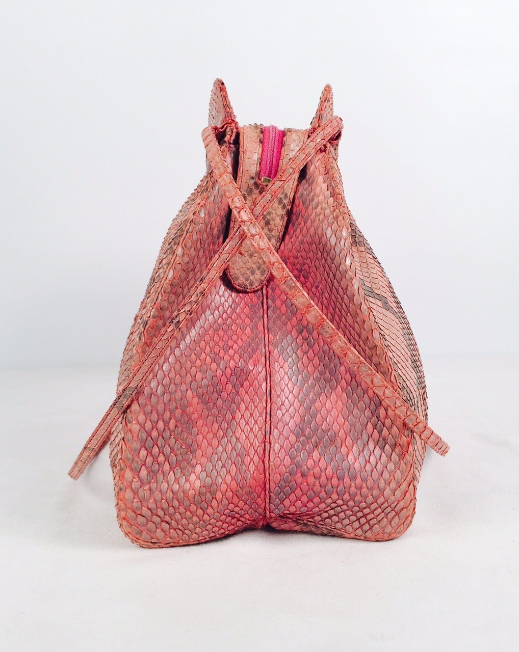 Vintage Judith Leiber Pink Python Large Shoulder Bag For Sale at 1stDibs