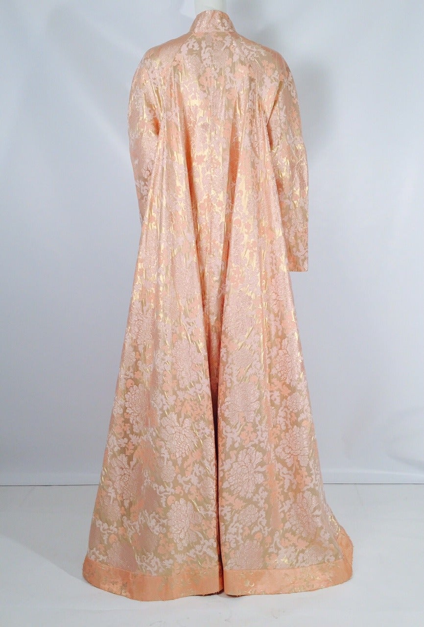 Vintage Fernando Sanchez 100% Silk Brocade Opera Coat For Sale at 1stDibs