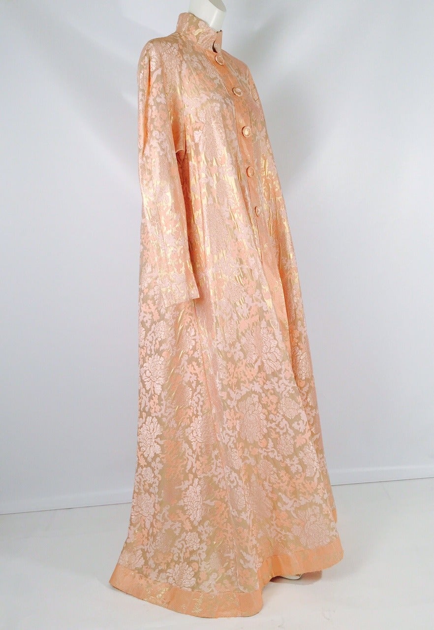 Vintage Fernando Sanchez 100% Silk Brocade Opera Coat For Sale at 1stDibs