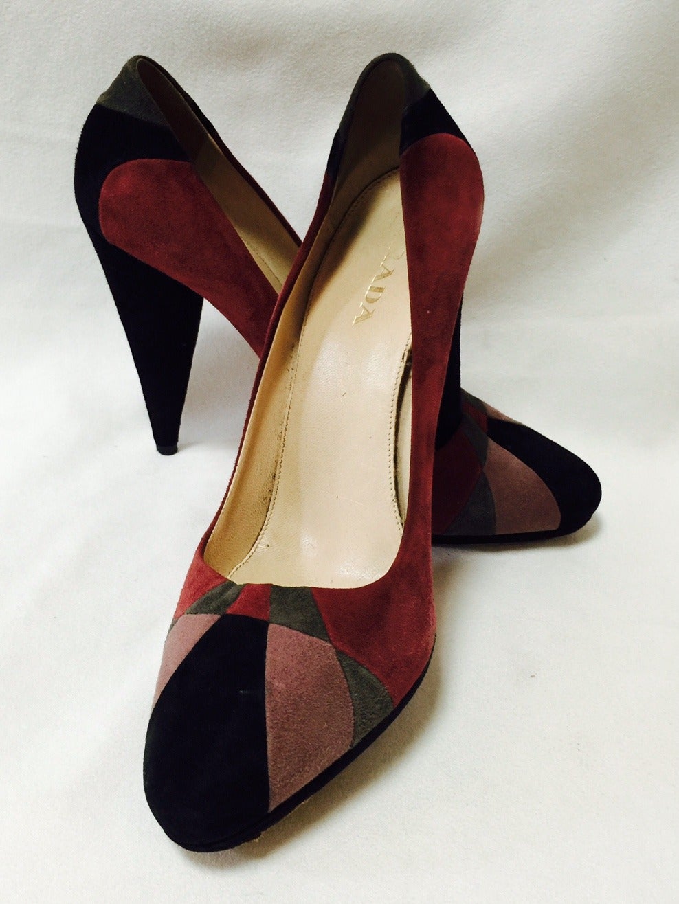 Prada Multicolor Suede Pumps For Sale at 1stDibs