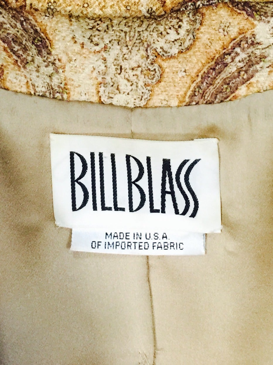 Bill Blass Saks Fifth Avenue Earth Tone Paisley Print Skirt Suit For ...