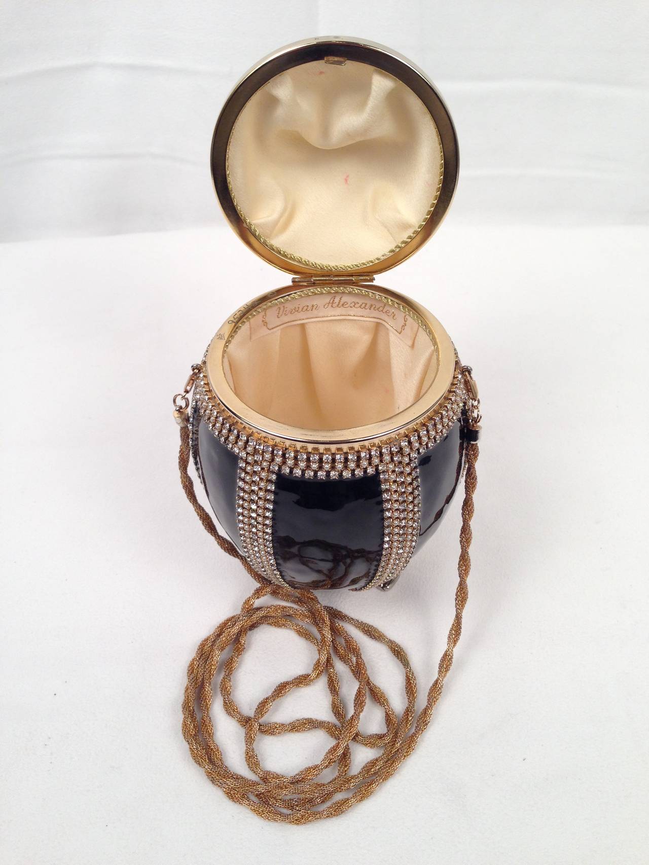Vivian Alexander Jet Black Enamel and Swarovski Crystal Ostrich Egg ...