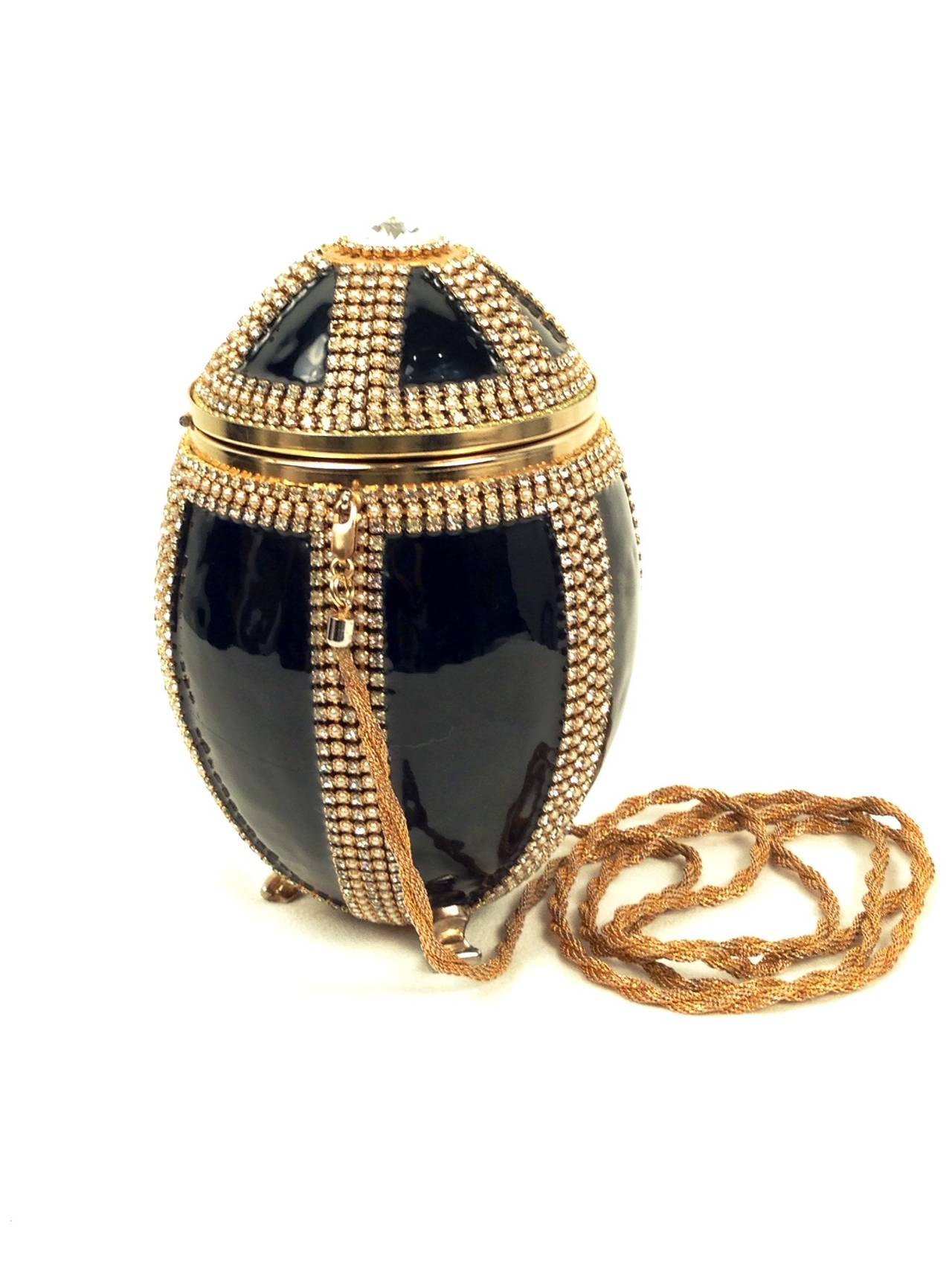 Vivian Alexander Jet Black Enamel and Swarovski Crystal Ostrich Egg ...