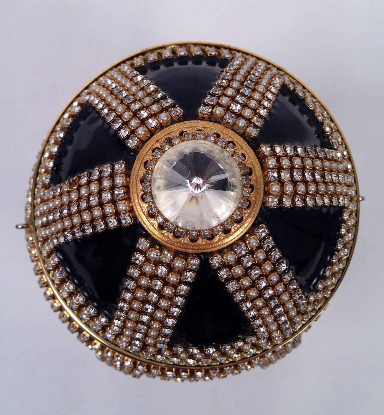 Vivian Alexander Jet Black Enamel and Swarovski Crystal Ostrich Egg ...