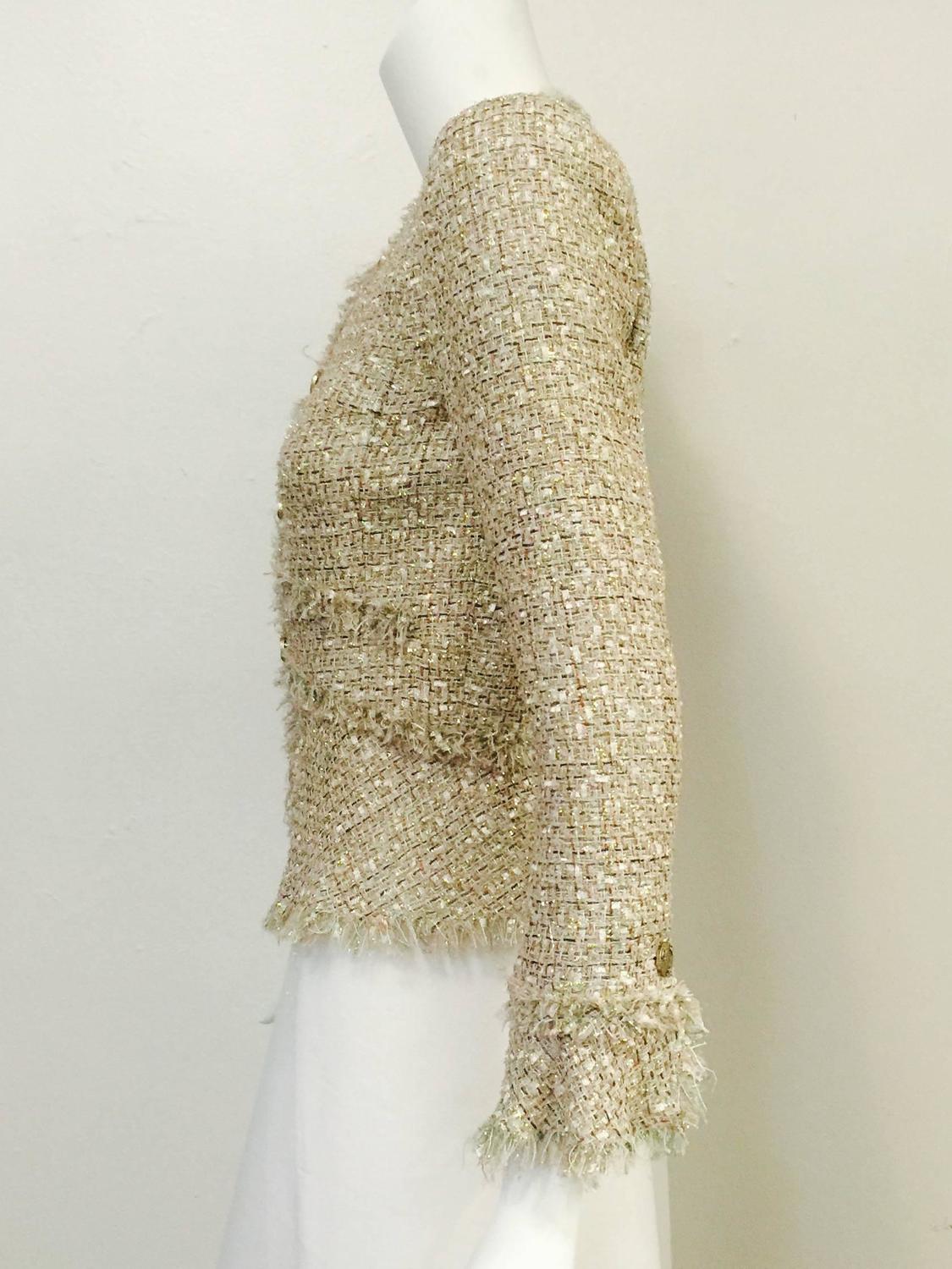Chanel 2005 Spring Multi Color Tweed Jacket With Metallic Gold ...