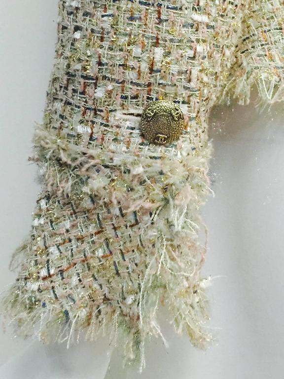 Chanel 2005 Spring Multi Color Tweed Jacket With Metallic Gold ...