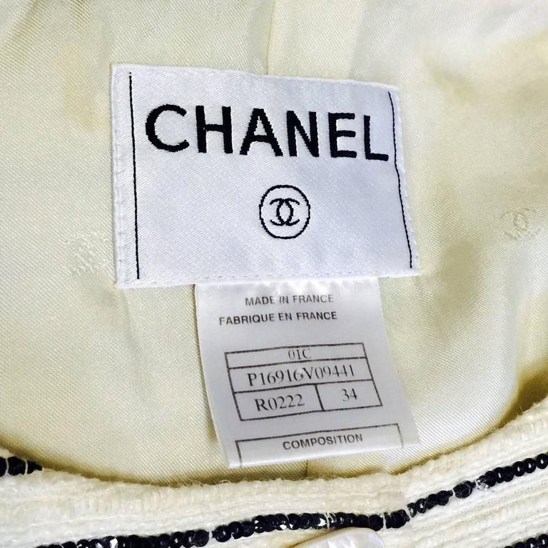 Chanel 2001 Cruise Collection Ivory Jacket with Horizontal Sequin ...