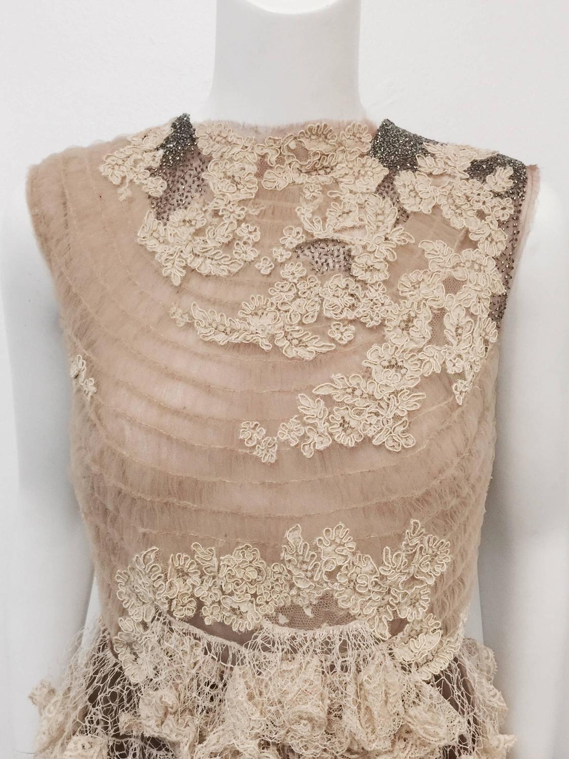 Valentino Mocha Latte Lace Sleeveless Cocktail Dress For Sale At 1stdibs