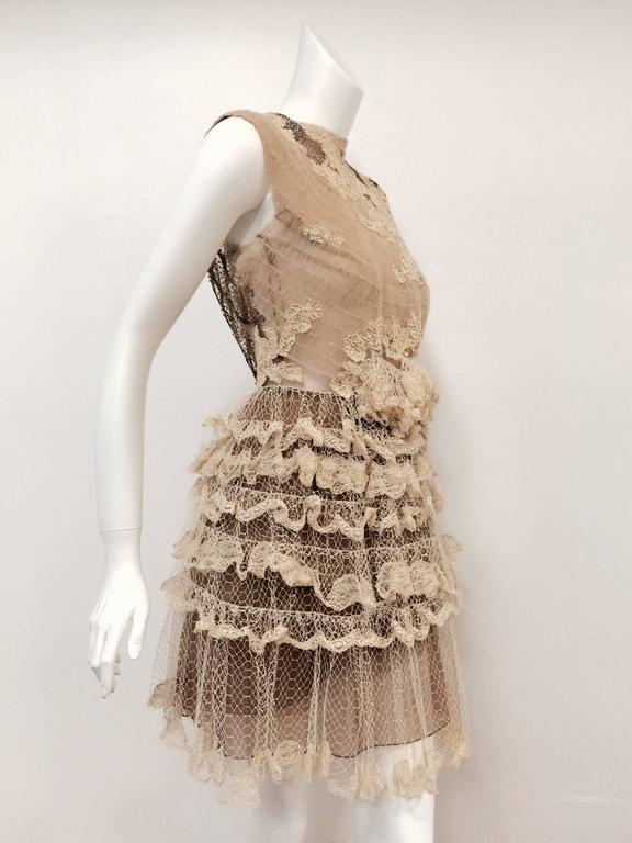 Valentino Mocha Latte Lace Sleeveless Cocktail Dress At 1stdibs