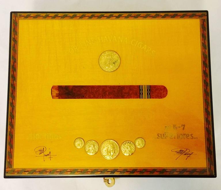 Men's Elie Bleu Tabletier Medals Flora Fina Mahogany Humidor for 75 ...