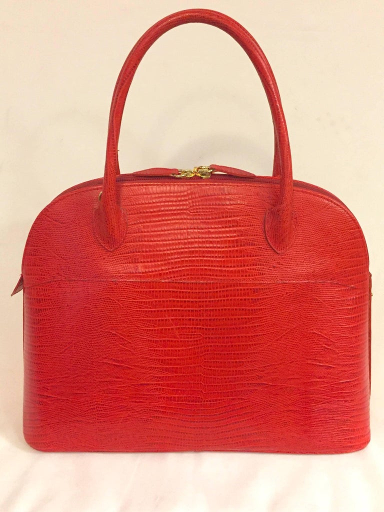 Francesco Rogani Croc Embossed Red Leather Handbag at 1stDibs ...
