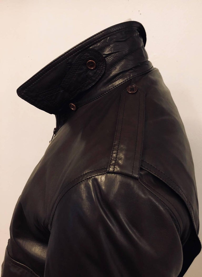 Men's Bodacious Bijan Brown Bomber Jacket in Leather w Mink Lining, Sz ...