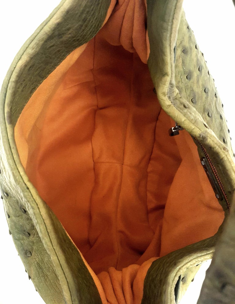 Nuti Green Ostrich Leather Hobo Single Handle Bag at 1stDibs | nutigreen