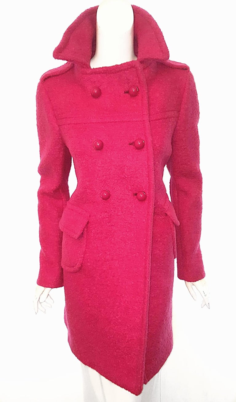 Pedigree Prada Fuschia Wool/Mohair Double Breasted Coat at 1stDibs ...