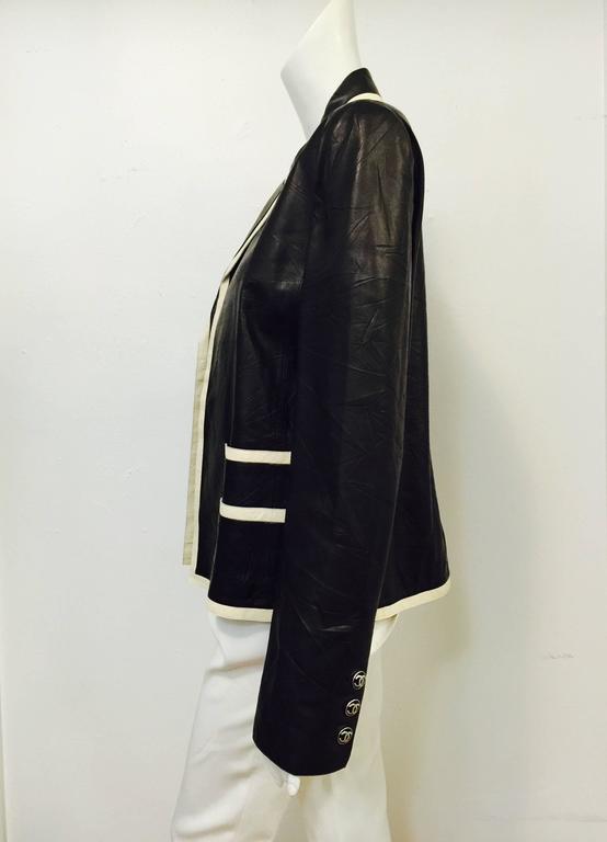 Chanel Spring 2005 Crushed Black Lambskin Jacket With Ivory Trim For ...