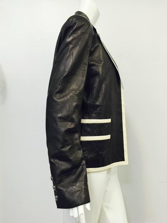 Chanel Spring 2005 Crushed Black Lambskin Jacket With Ivory Trim For ...