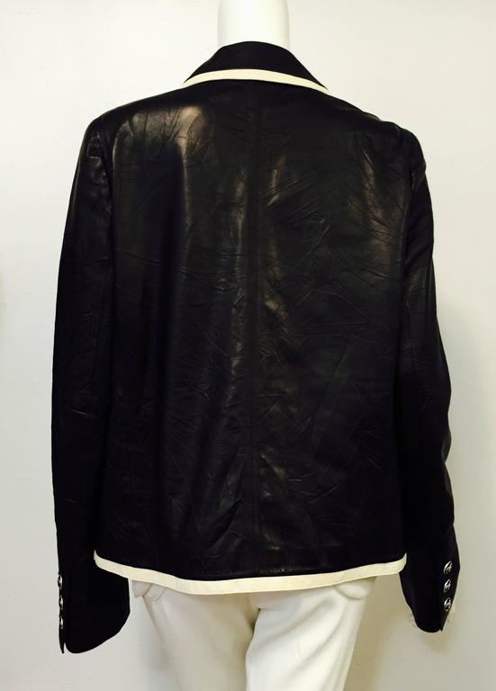 Chanel Spring 2005 Crushed Black Lambskin Jacket With Ivory Trim For ...