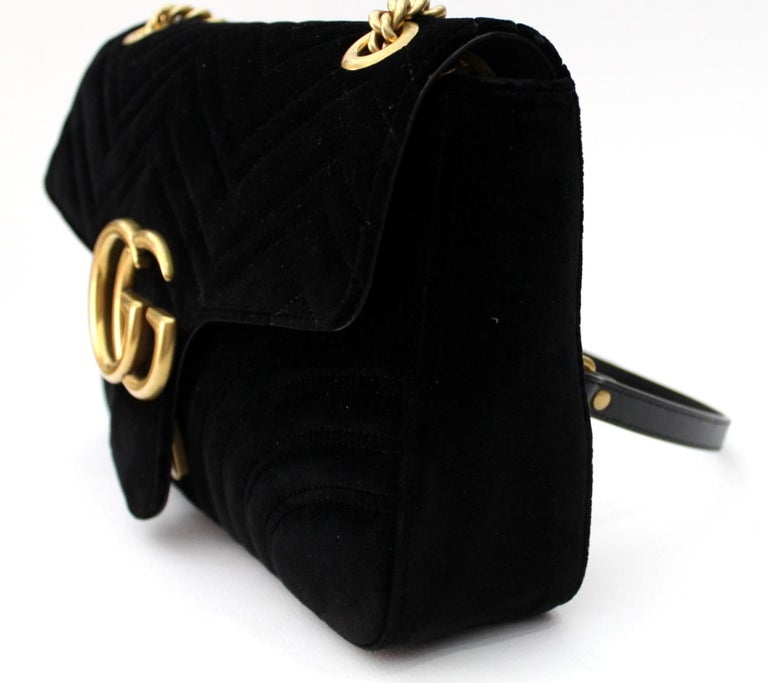 Gucci Black Velvet Marmont Bag at 1stDibs | gucci flora by gucci, gucci ...