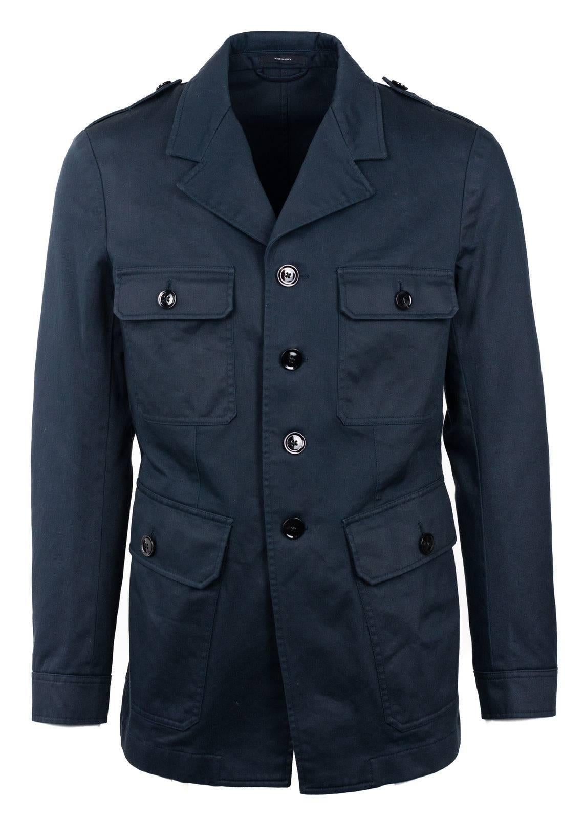 Tom Ford Men's Blue Cotton Four Pocket Utility Jacket For Sale at 1stDibs