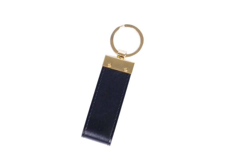 Versus Versace Black Gold Lion Head Leather Key Ring For Sale at ...