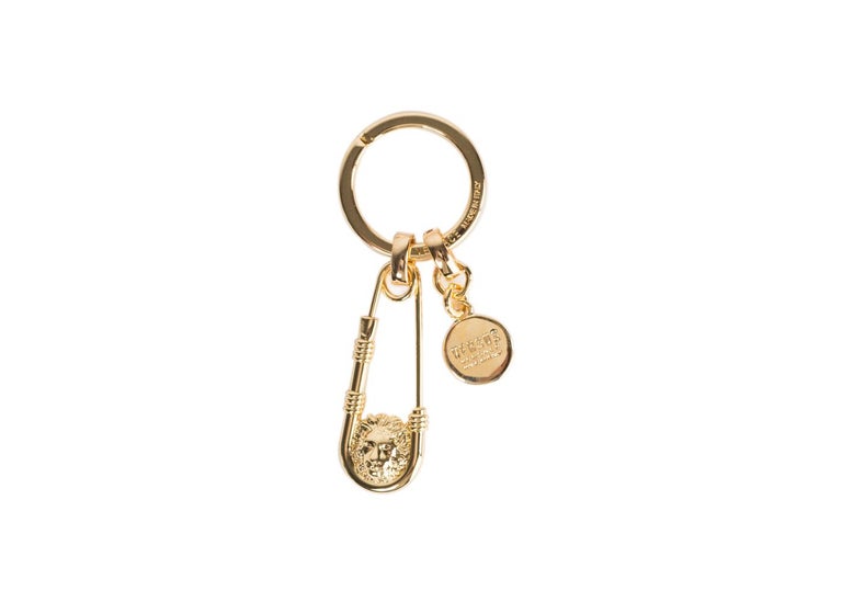 Versus Versace Gold Lion Head Safety Pin Pendant Key Chain at 1stDibs ...